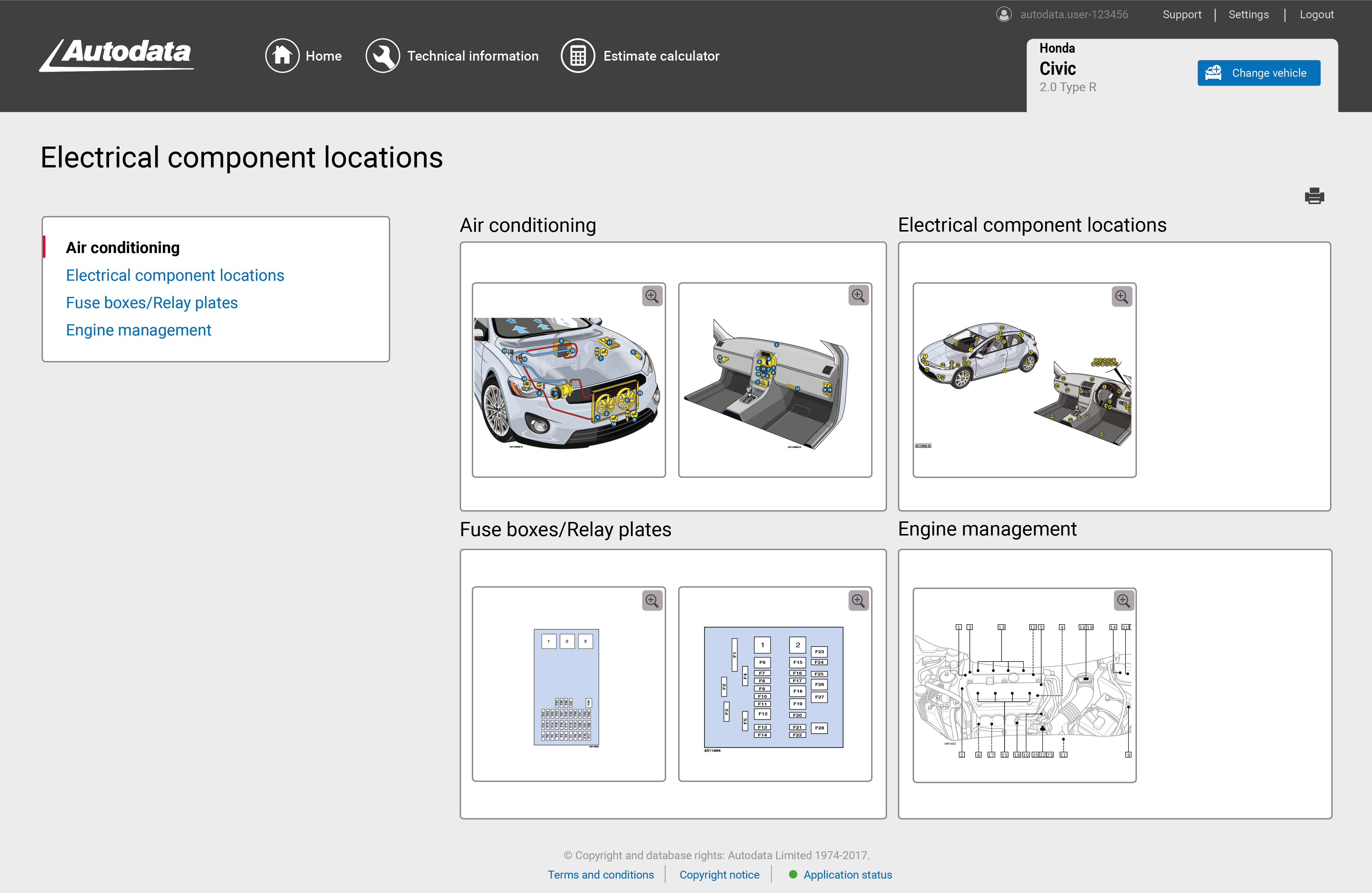 Electrical component locations screenshot - English - Autodata Group UK