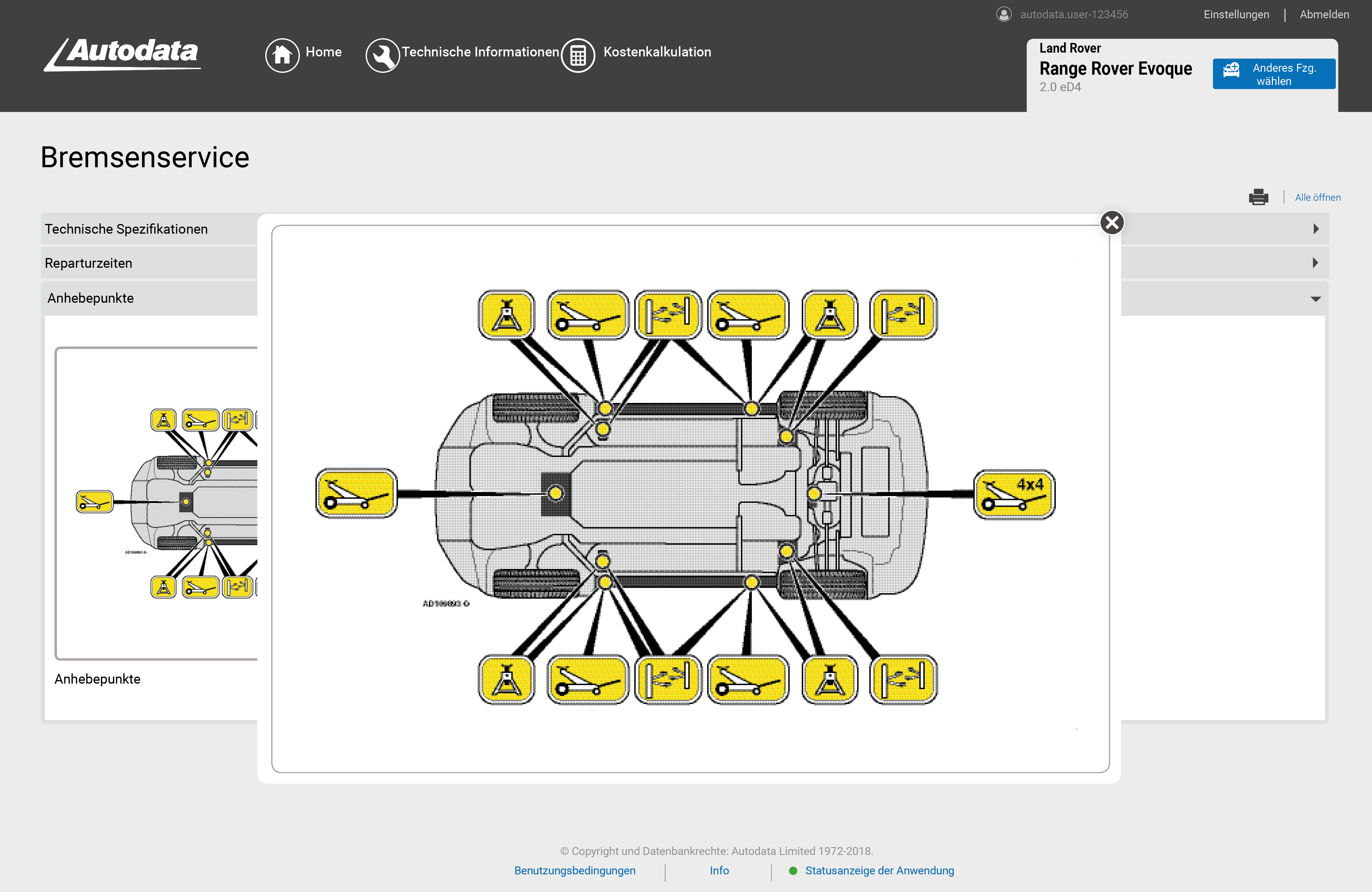 Jacking points screenshot - German - Autodata Group UK