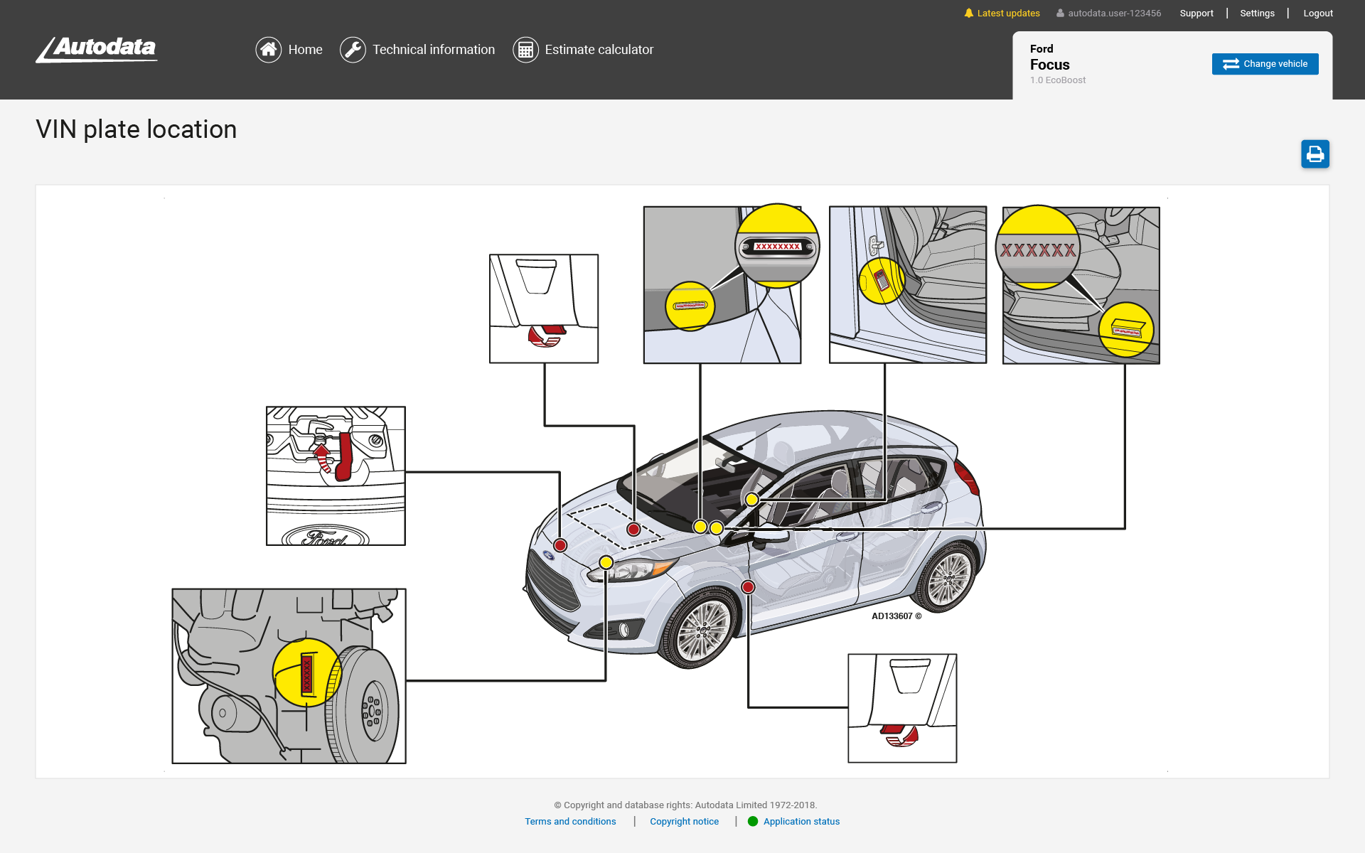 VIN plate screenshot - English - Autodata Group UK