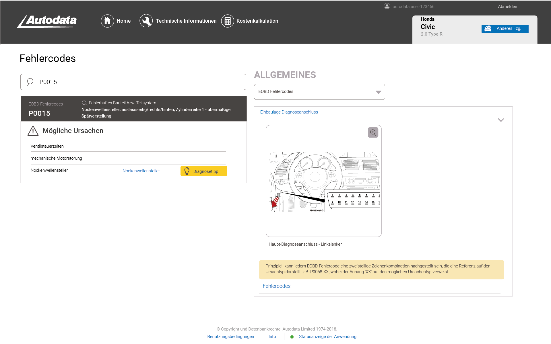 Vehicle DTC screenshot - German - Autodata Group UK